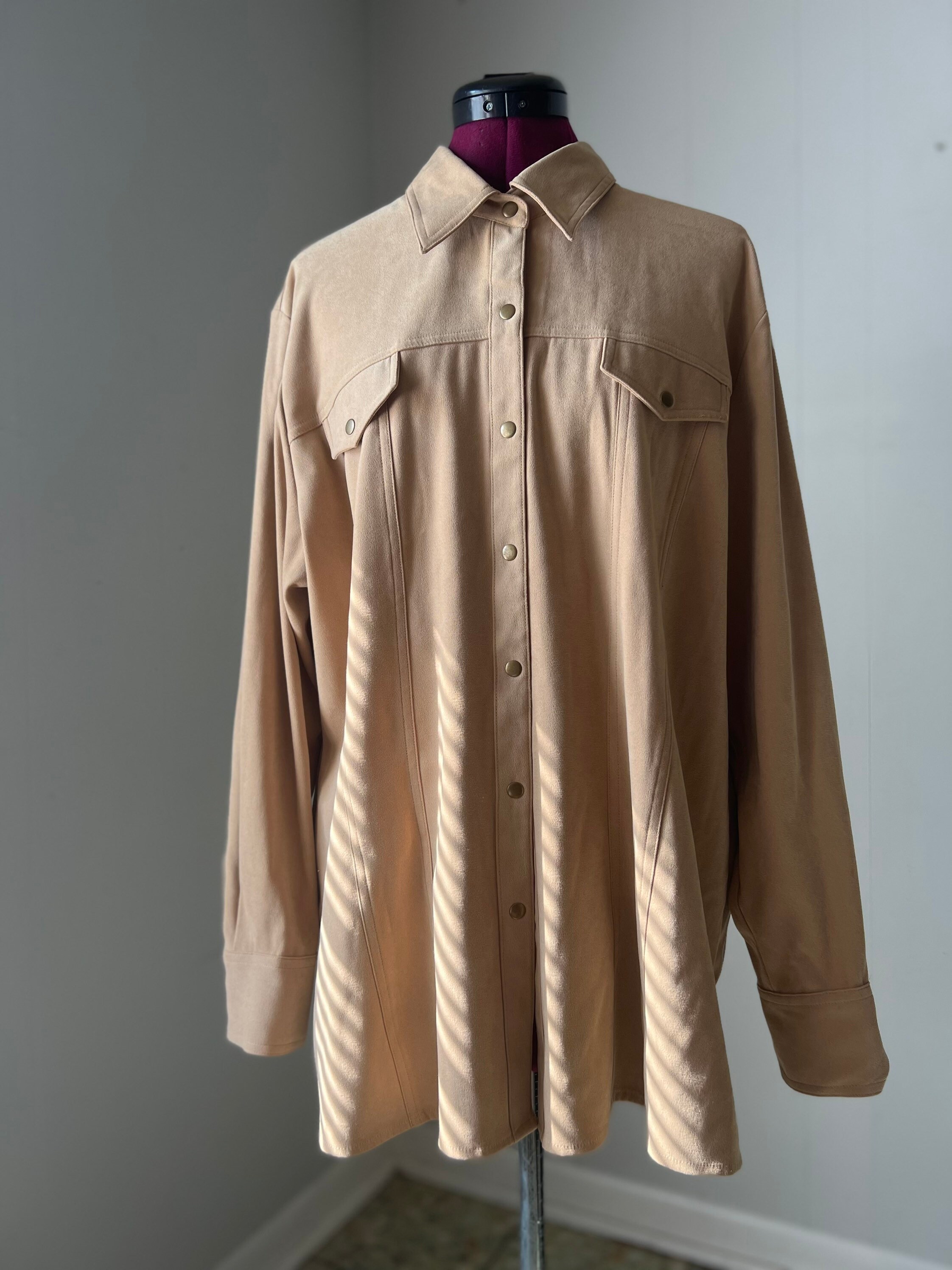 90s Joanna Tan Plus Size Western Wear Top Faux Suede - Etsy