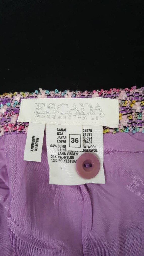 90s Escada Lavender Purple Tweed Pencil Skirt with Ra… - Gem