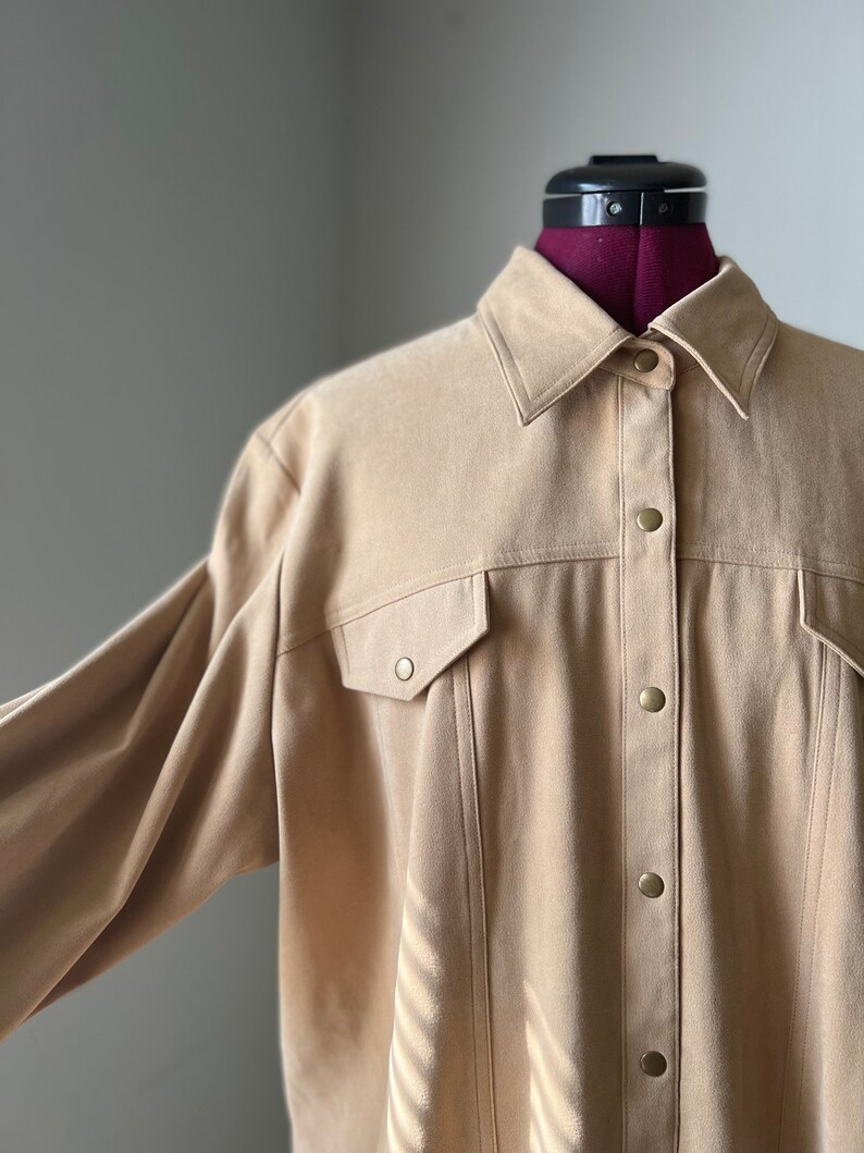 90s Joanna Tan Plus Size Western Wear Top Faux Suede - Etsy