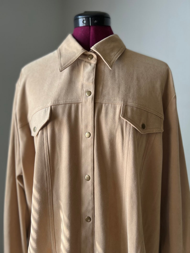 90s Joanna Tan Plus Size Western Wear Top Faux Suede - Etsy
