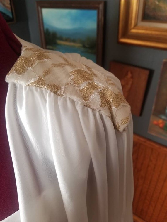 70s Draped White and Gold Sparkle Dress and Matching … - Gem