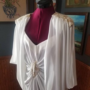70s Draped White and Gold Sparkle Dress and Matching Jacket by Lady ...