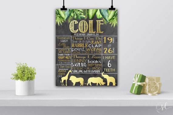 Wild One Birthday Poster Jungle Theme Zoo Animals Baby | Etsy