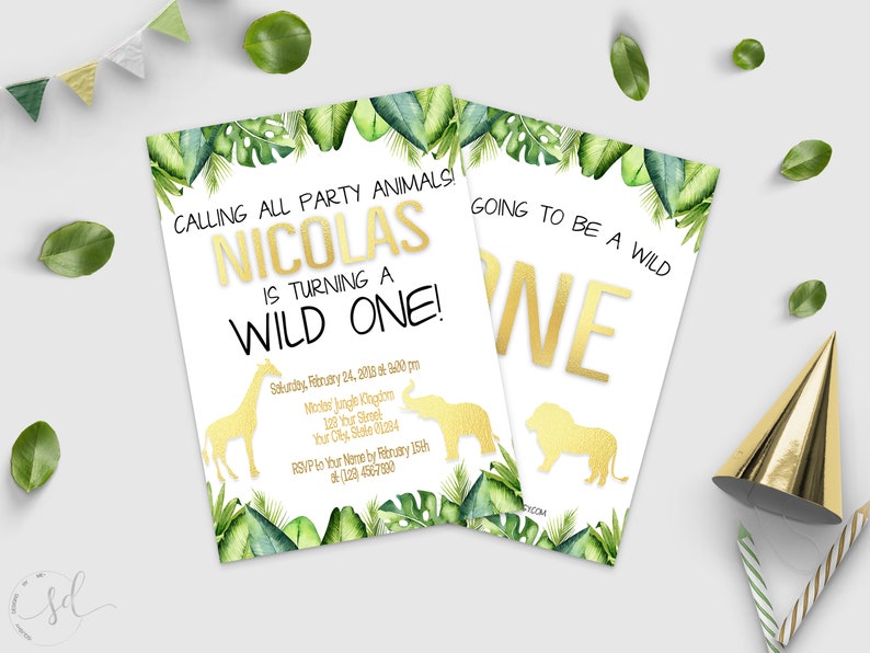 Wild One Birthday Poster Jungle Theme Zoo Animals Baby | Etsy