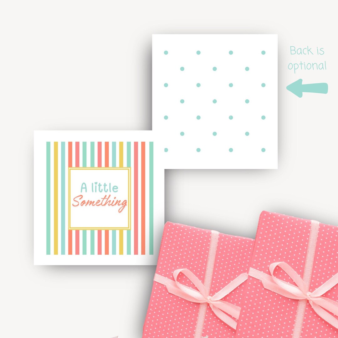 A Little Something Gift Tag, Retro Stripes, Back of Card is Polka Dots ...