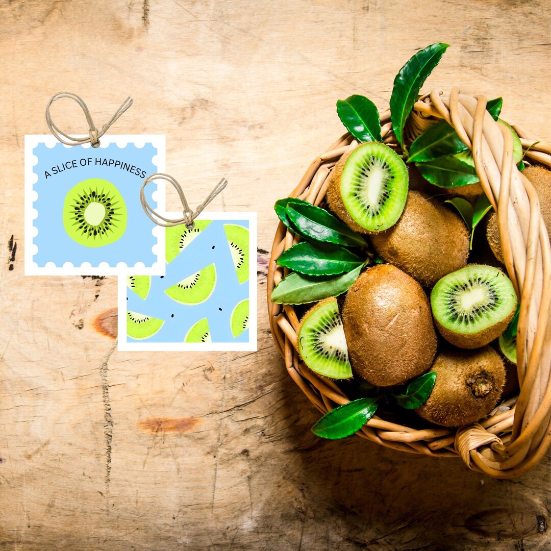 Cheerful Kiwi Slice Gift Tag, Fruit Themed Tag for Summer Celebration ...