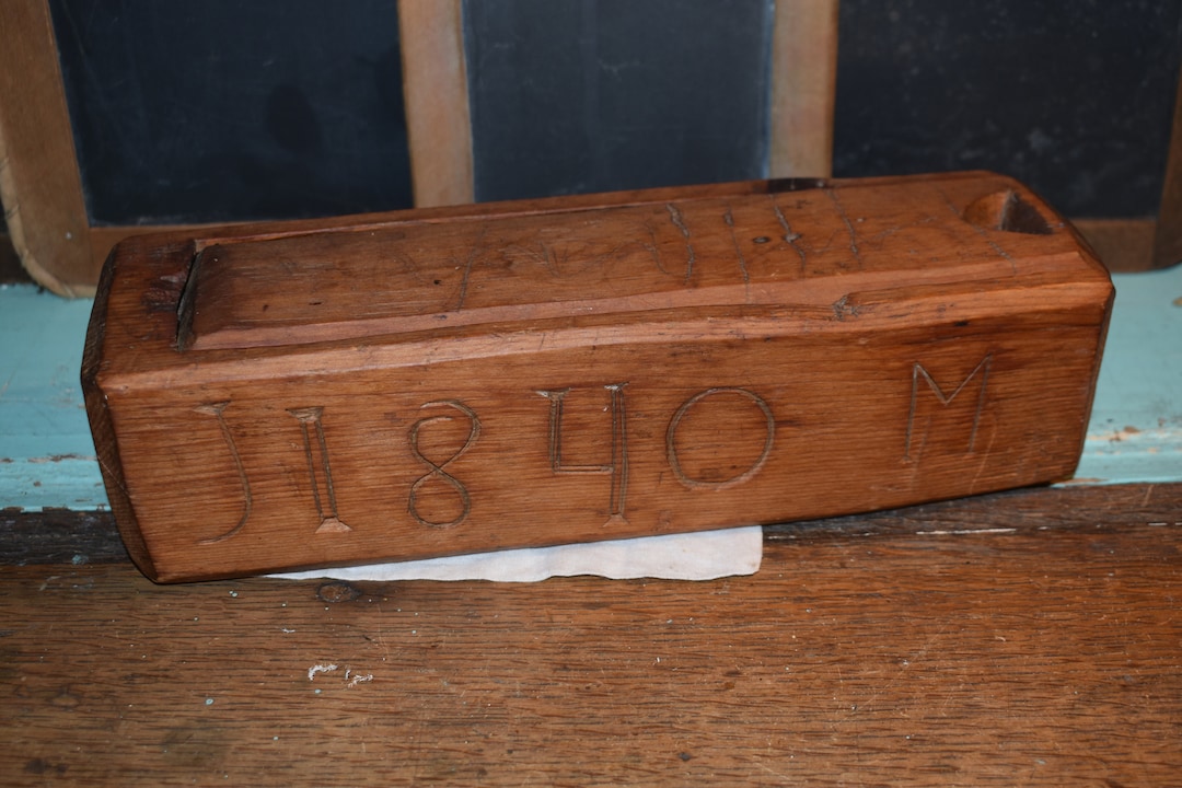 Vintage Handmade Wood Pencil Box / Wood Pencil Box / Antique Pencil Box ...