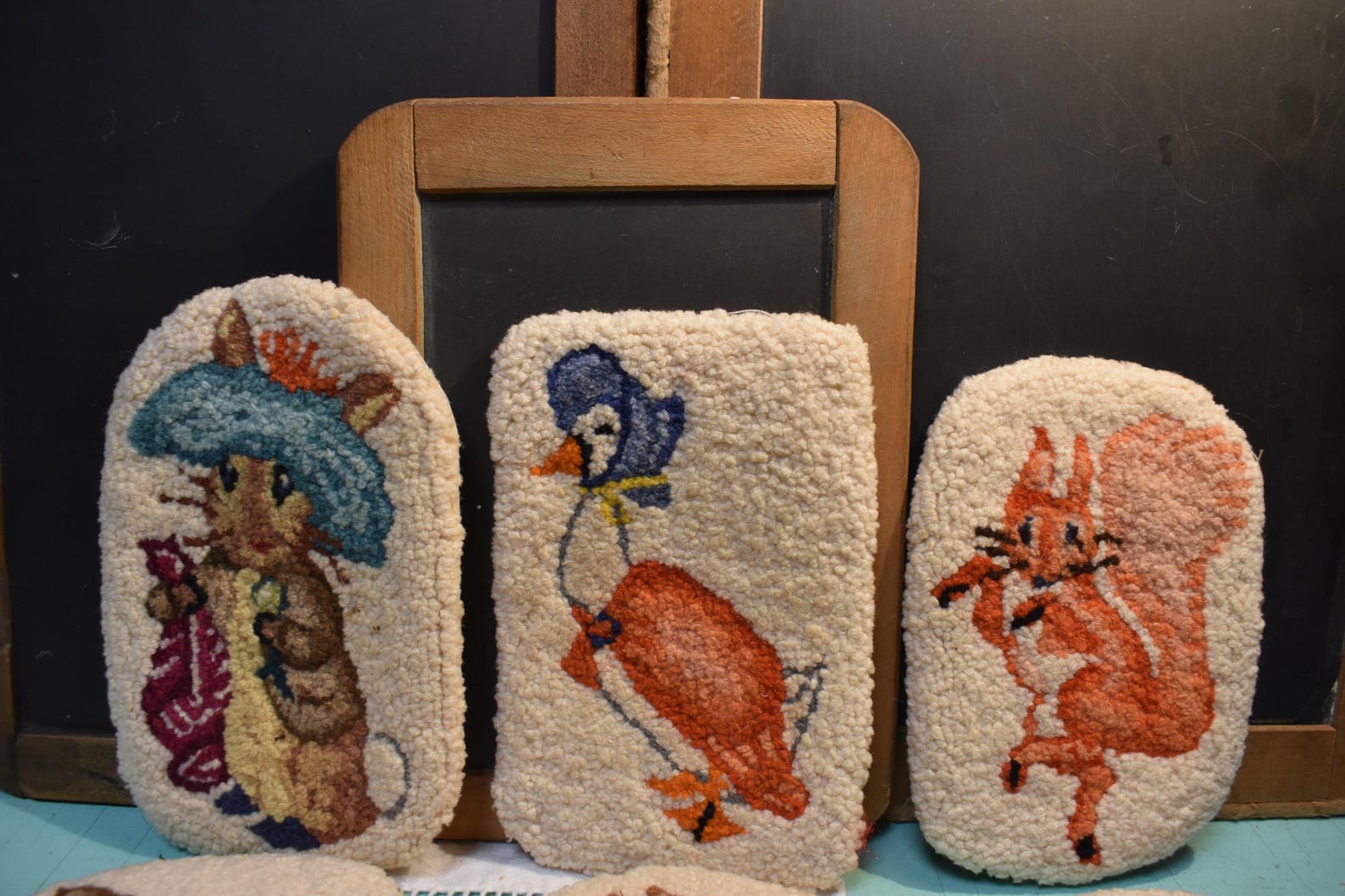 Vintage Beatrix Potter Hook Rug Wall Art / Vintage Beatrix Potter Decor ...