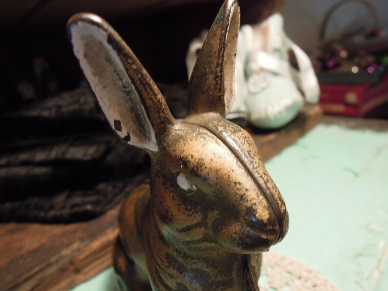 Vintage Antique Iron Bunny Bank / Cast Iron Rabbit Coin - Etsy