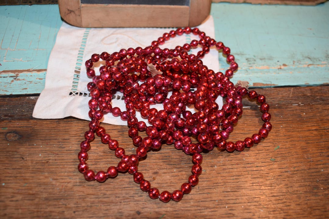 Vintage Christmas Red Garland / Mercury Glass Garland / Christmas ...