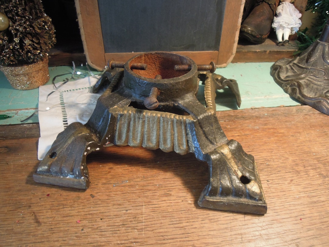 Vintage Antique Christmas Tree Stand / Victorian Ornate Cast Iron ...