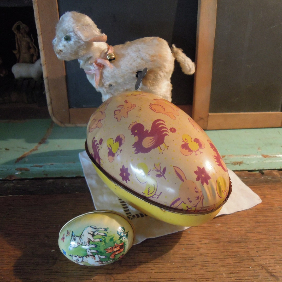 Vintage Easter Candy Container / Two Tin Easter Egg / Collectible Candy ...