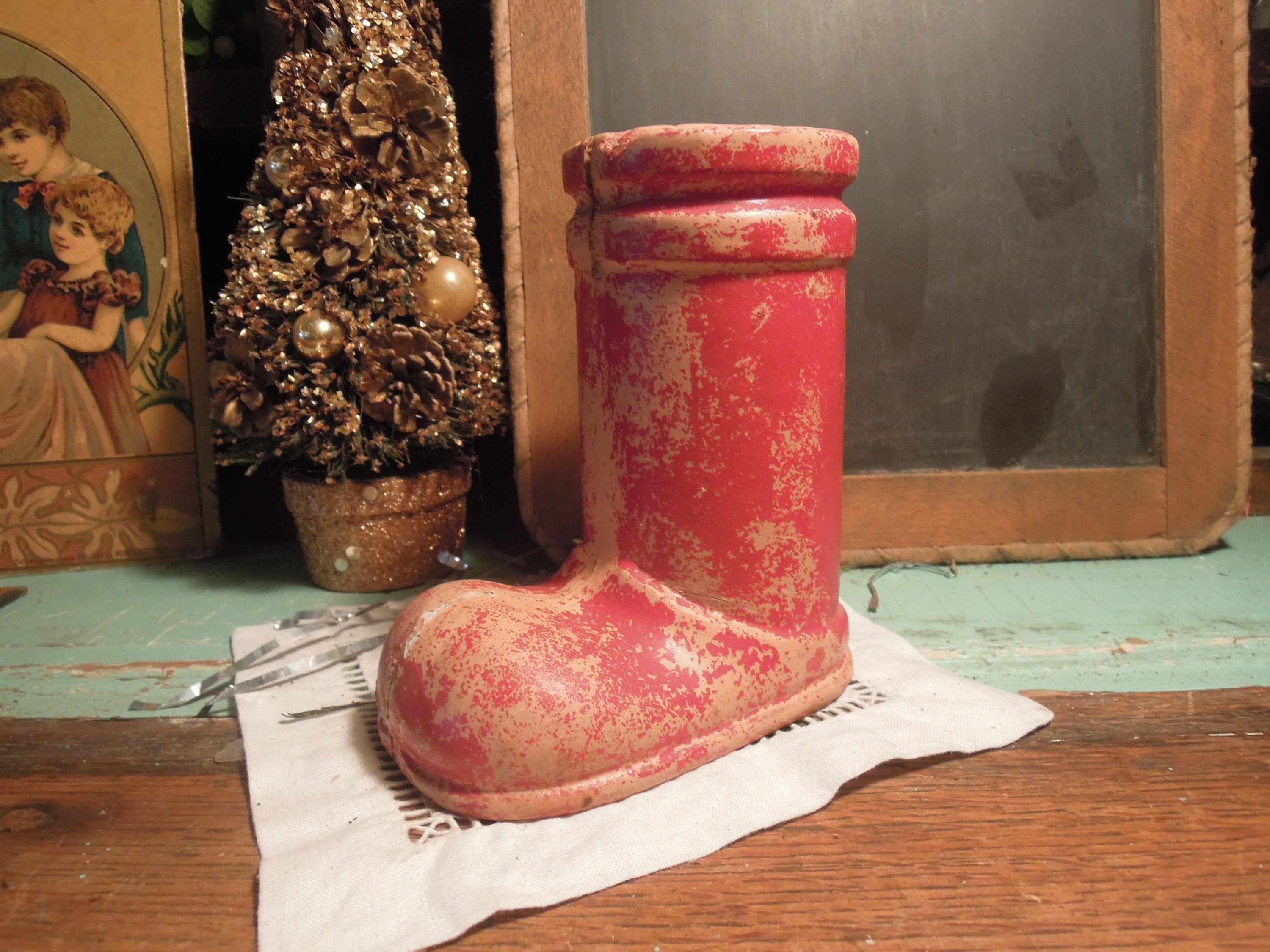 Vintage Christmas Santa Boot Bank / Christmas Boot Coin Bank | Etsy