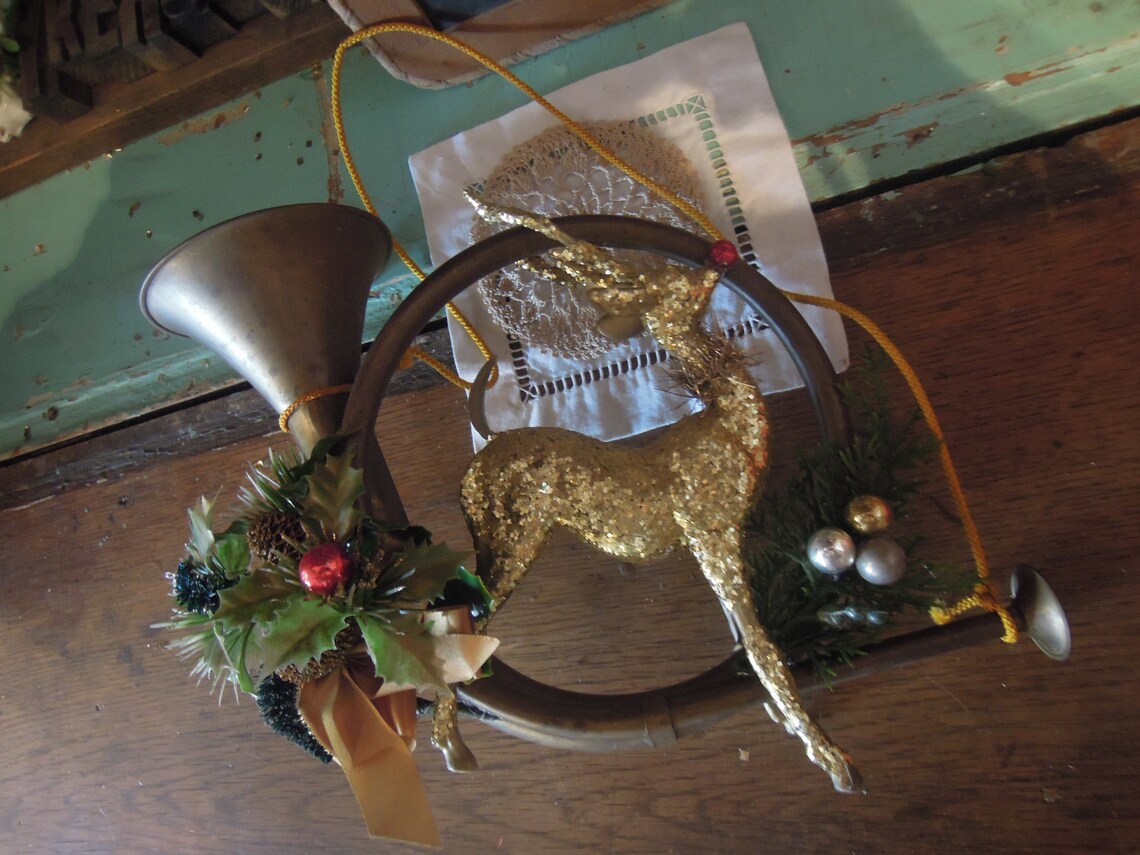 Vintage OOAK Brass Christmas Horn / Solid Brass French Horn / Christmas ...