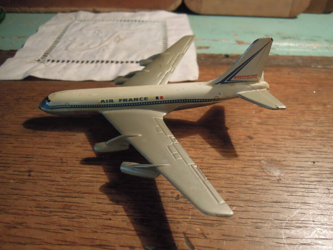 Vintage Toy Plane / Air France Toy Plane / Boeing 707 Model Toy / Made ...
