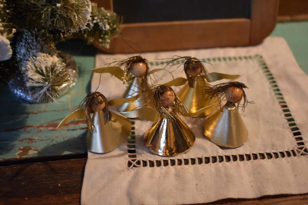 Vintage Mini German Christmas Angel Ornaments / Five Foil Angel Figures ...
