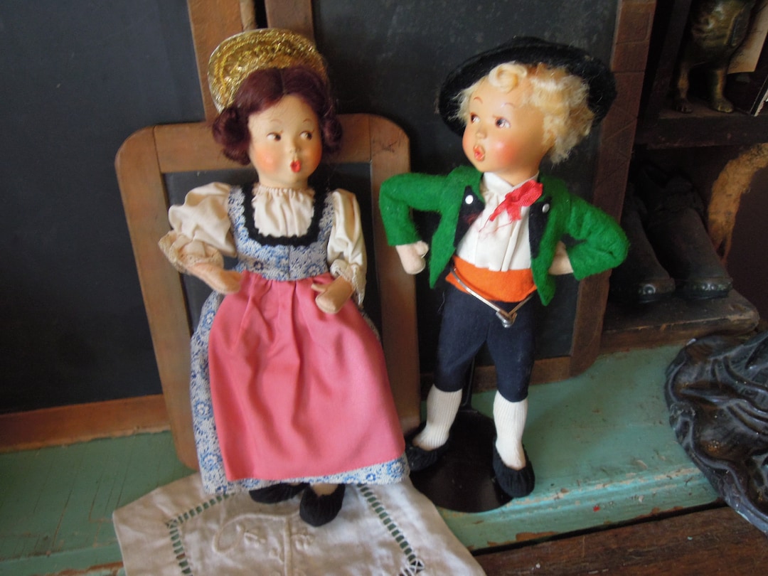 Vintage Boy and Girl Ethnic Dress / Baitz Doll Wachau Dolls / Set of 2 ...