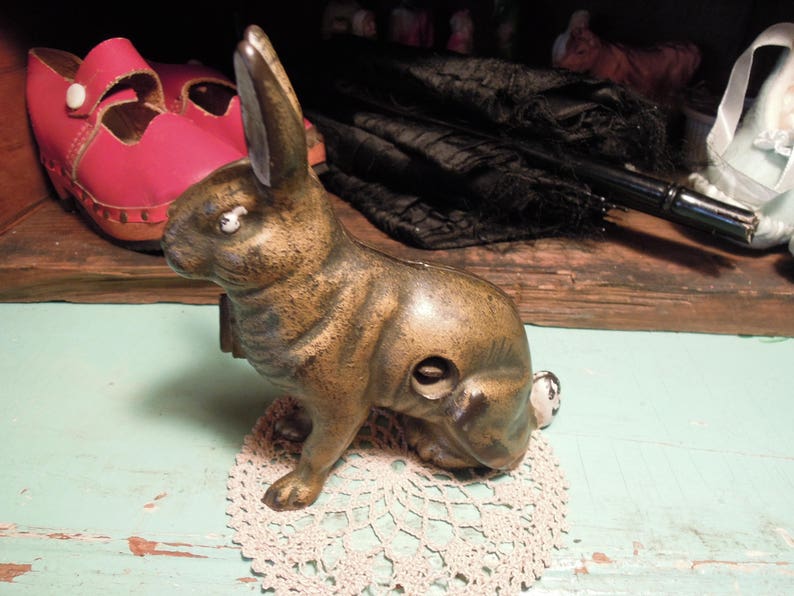 Vintage Antique Iron Bunny Bank / Cast Iron Rabbit Coin - Etsy