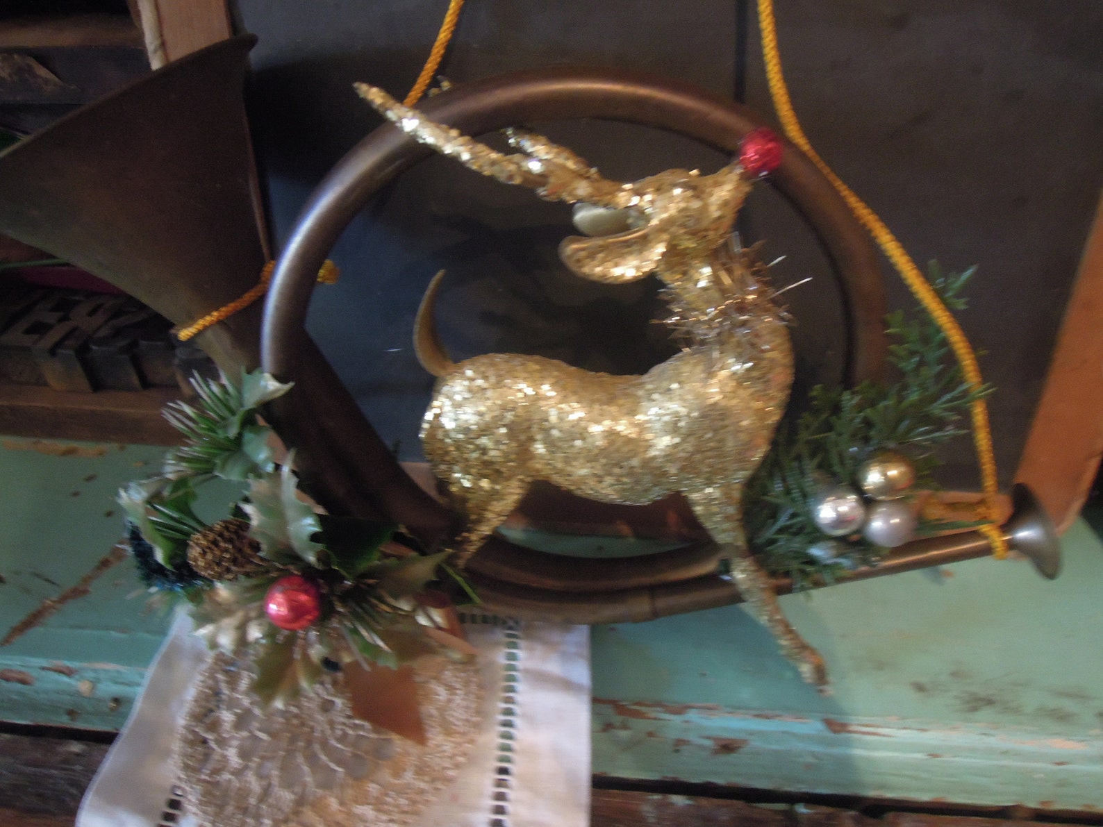 Vintage OOAK Brass Christmas Horn / Solid Brass French Horn / Christmas ...