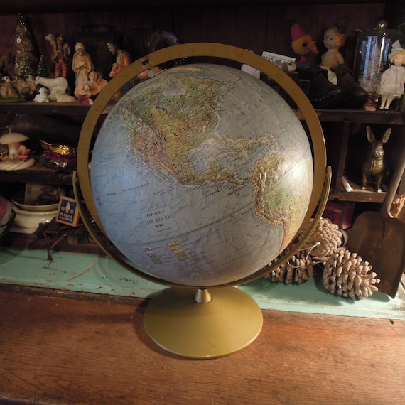 Vintage 12 Inch Replogle Land & Sea World Globe / Gold Metal | Etsy