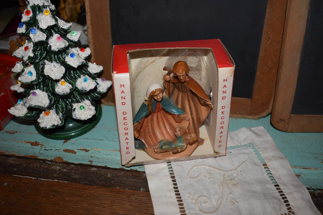 Vintage Nativity Scene / Original Box One Piece Nativity / Christmas ...