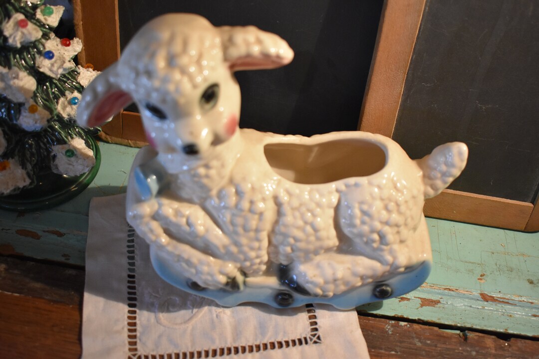 Vintage Lamb Planter / Baby Lamb Childs Room Décor / Ceramic Lamb ...