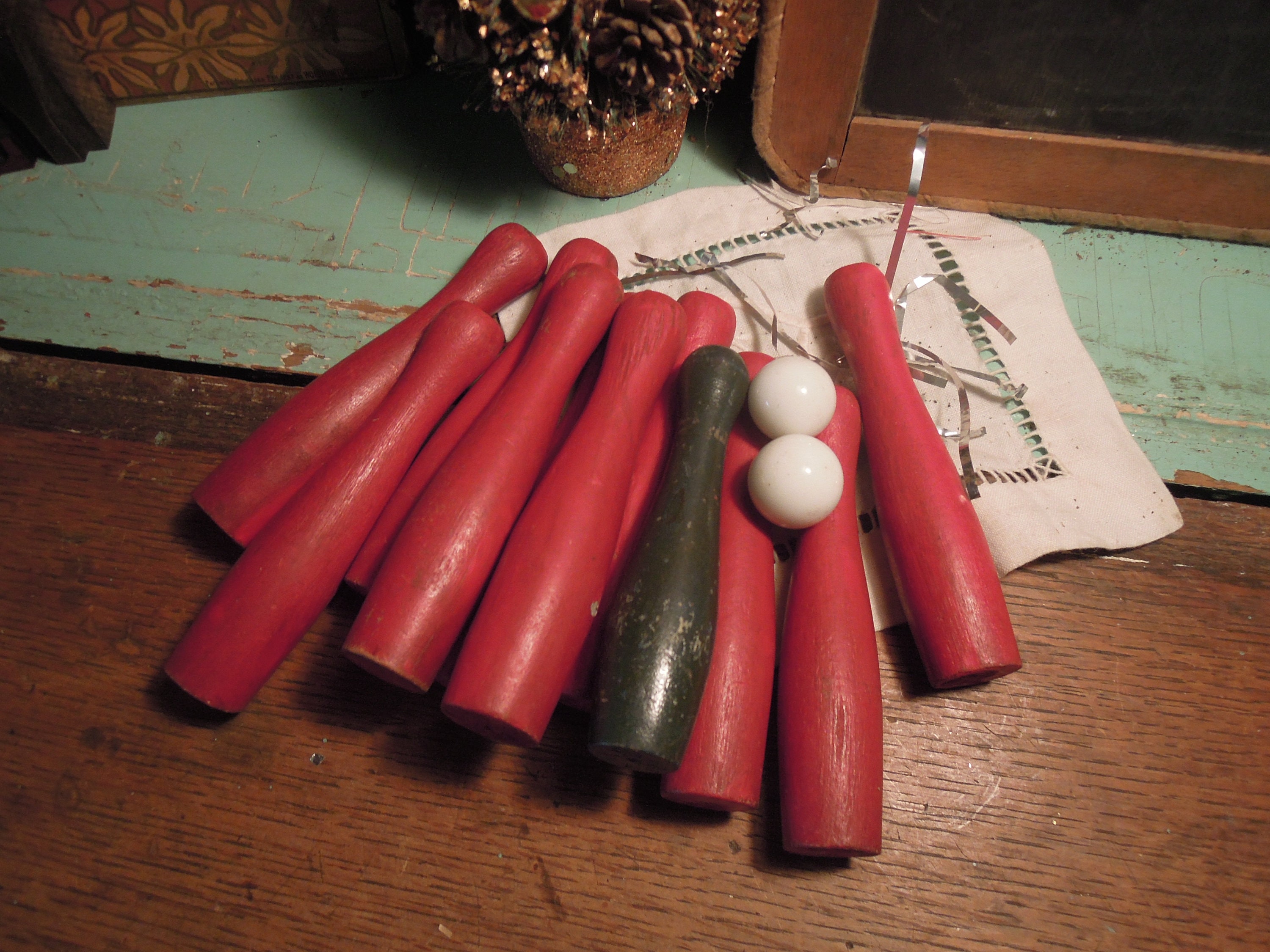 Vintage Skittles Set / Antique 1940s Bowling Game / 10 Red 1 - Etsy UK
