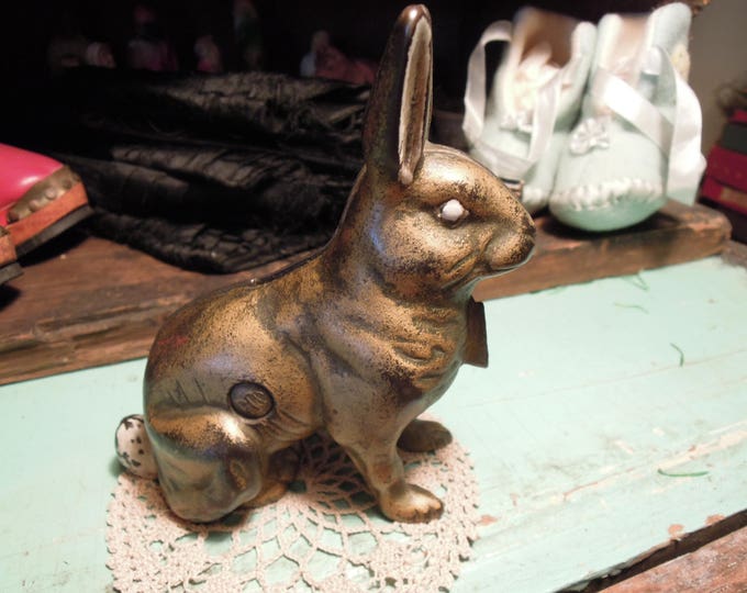 Vintage Antique Iron Bunny Bank / Cast Iron Rabbit Coin Deposit Bank ...