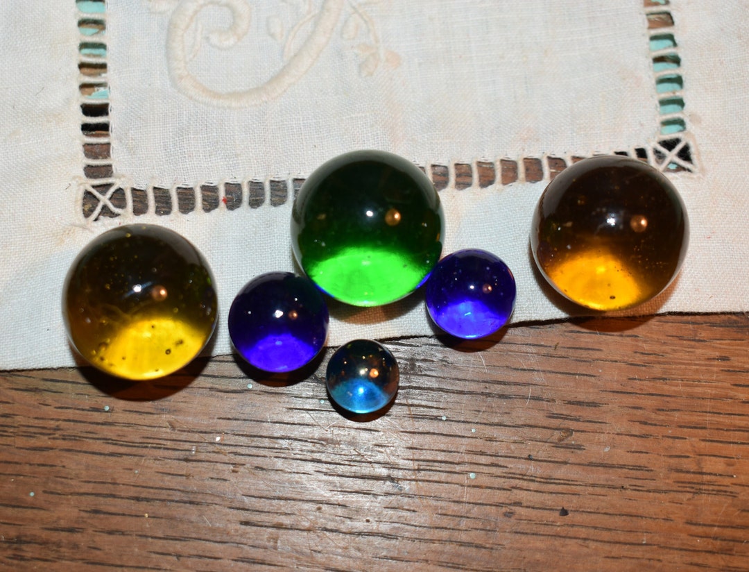 Vintage Shooter and Perry Marbles / Six Marbles / Vintage Office Desk ...