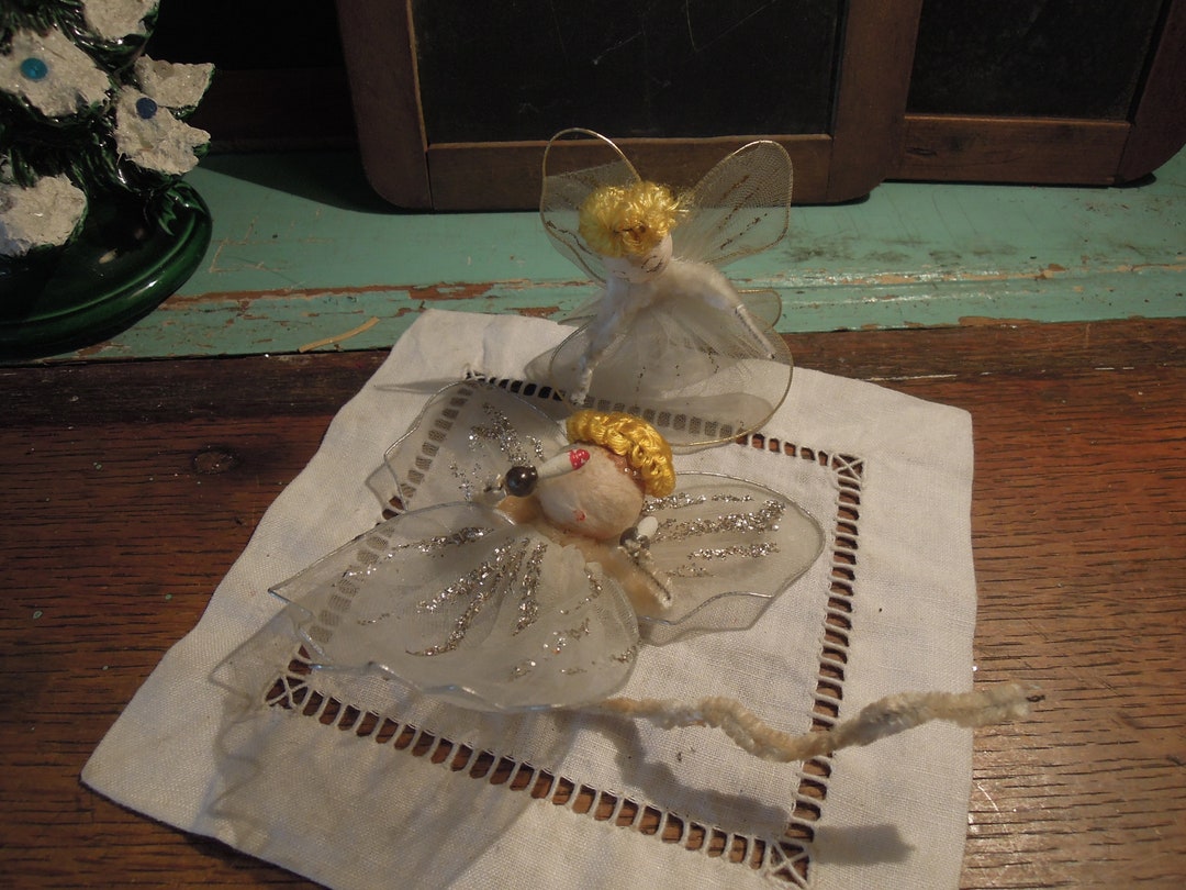 Antique Putz Christmas Angel's / Vintage Nylon Angel Figures / Made in ...