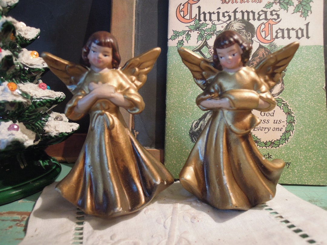 Vintage Gold Christmas Angels / Vintage Angel Figures / Made in Japan ...