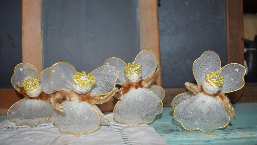 Antique Putz Christmas Angel's / Vintage Nylon Angel Figures / Made in ...