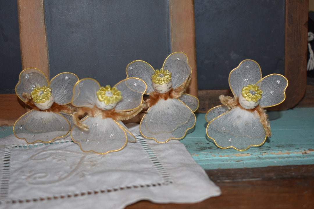 Antique Putz Christmas Angel's / Vintage Nylon Angel Figures / Made in ...
