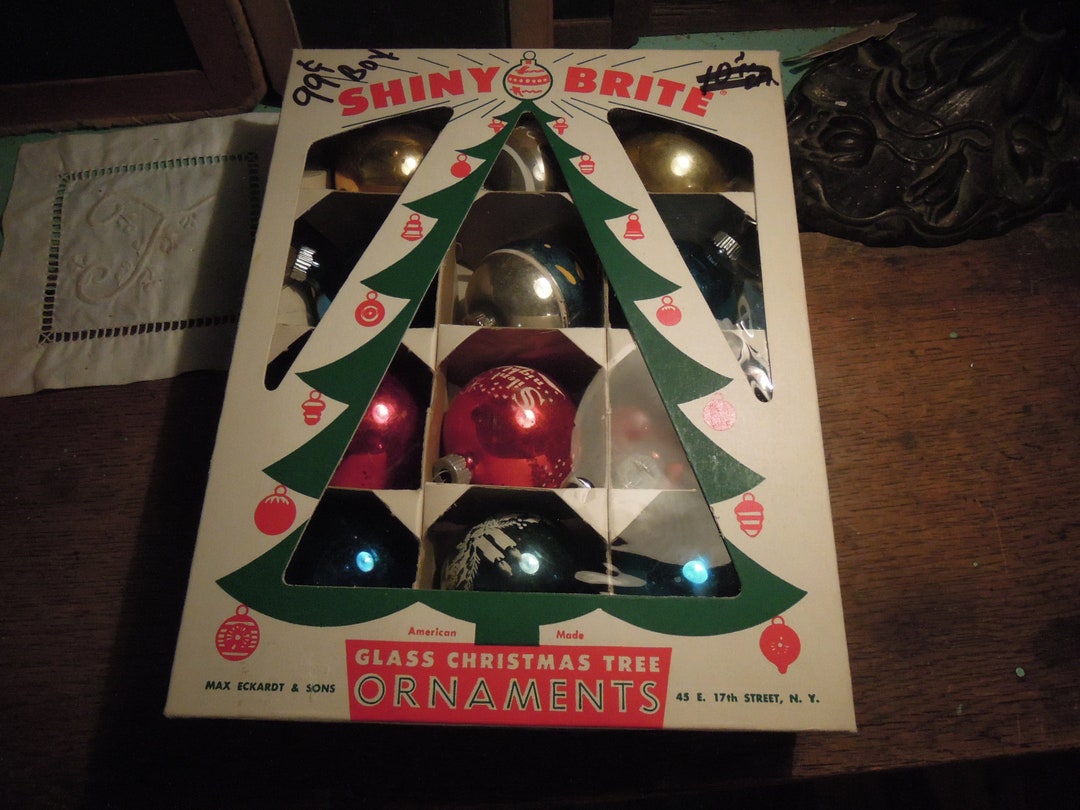 Vintage Shiny Brite Ornaments Set Of 12 Glass Ornaments Original