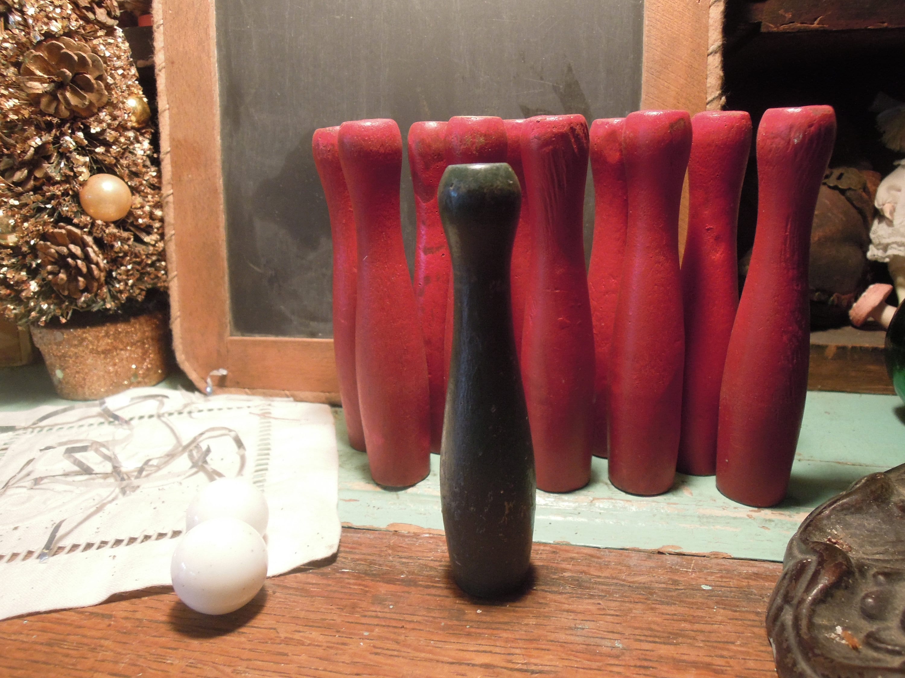 Vintage Skittles Set / Antique 1940s Bowling Game / 10 Red 1 - Etsy UK
