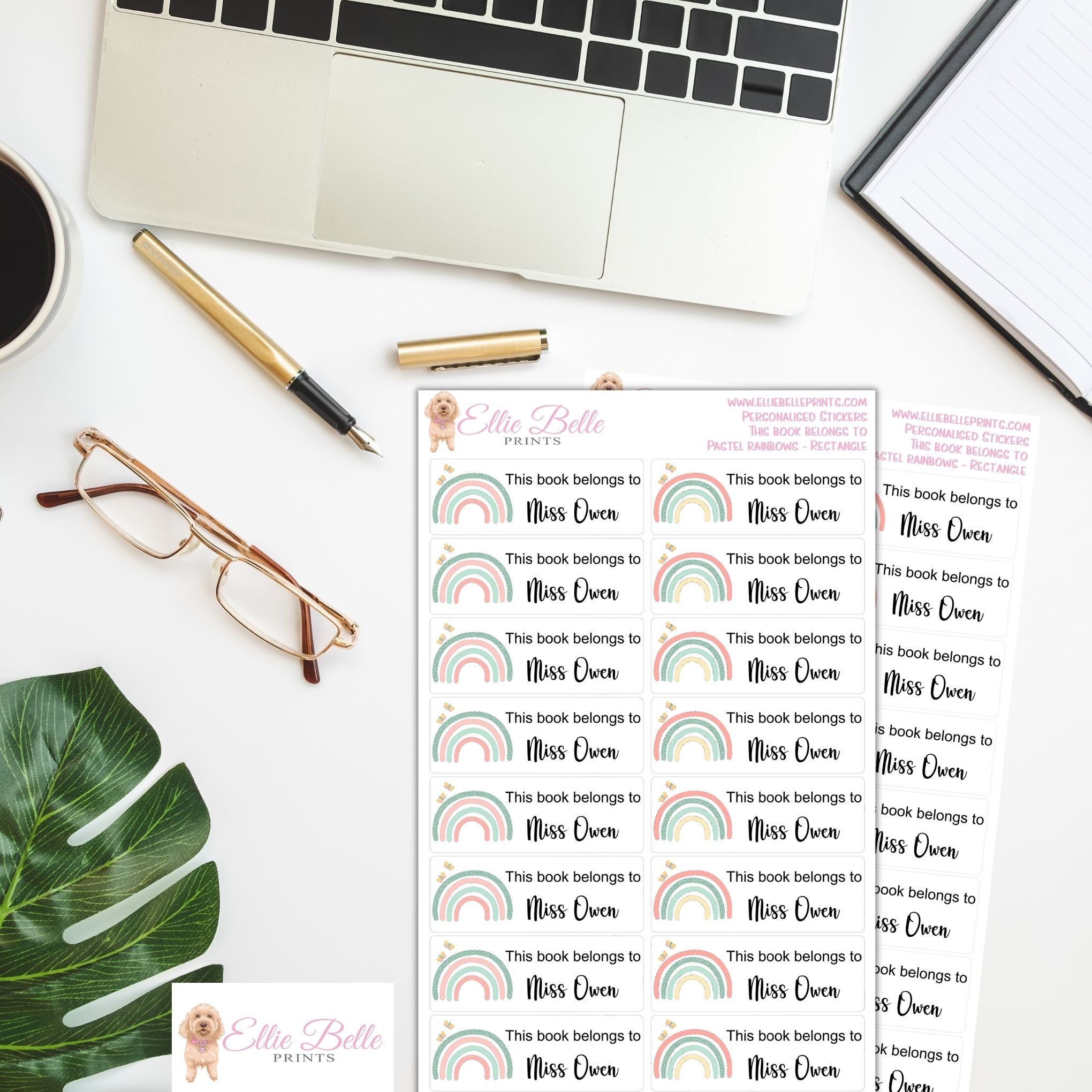 This Book Belongs to Stickers PASTEL Rainbow Book Label - Etsy