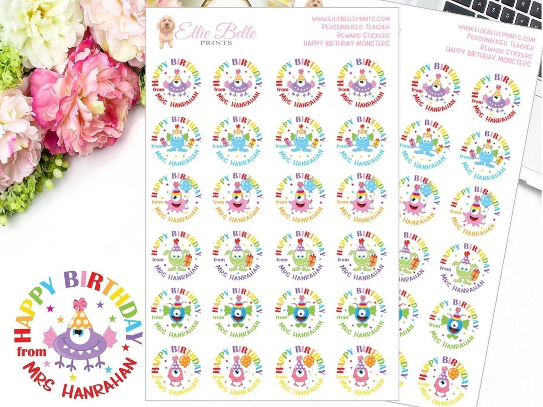 Personalised Teacher Stickers - Happy Birthday | Personalised Teacher ...