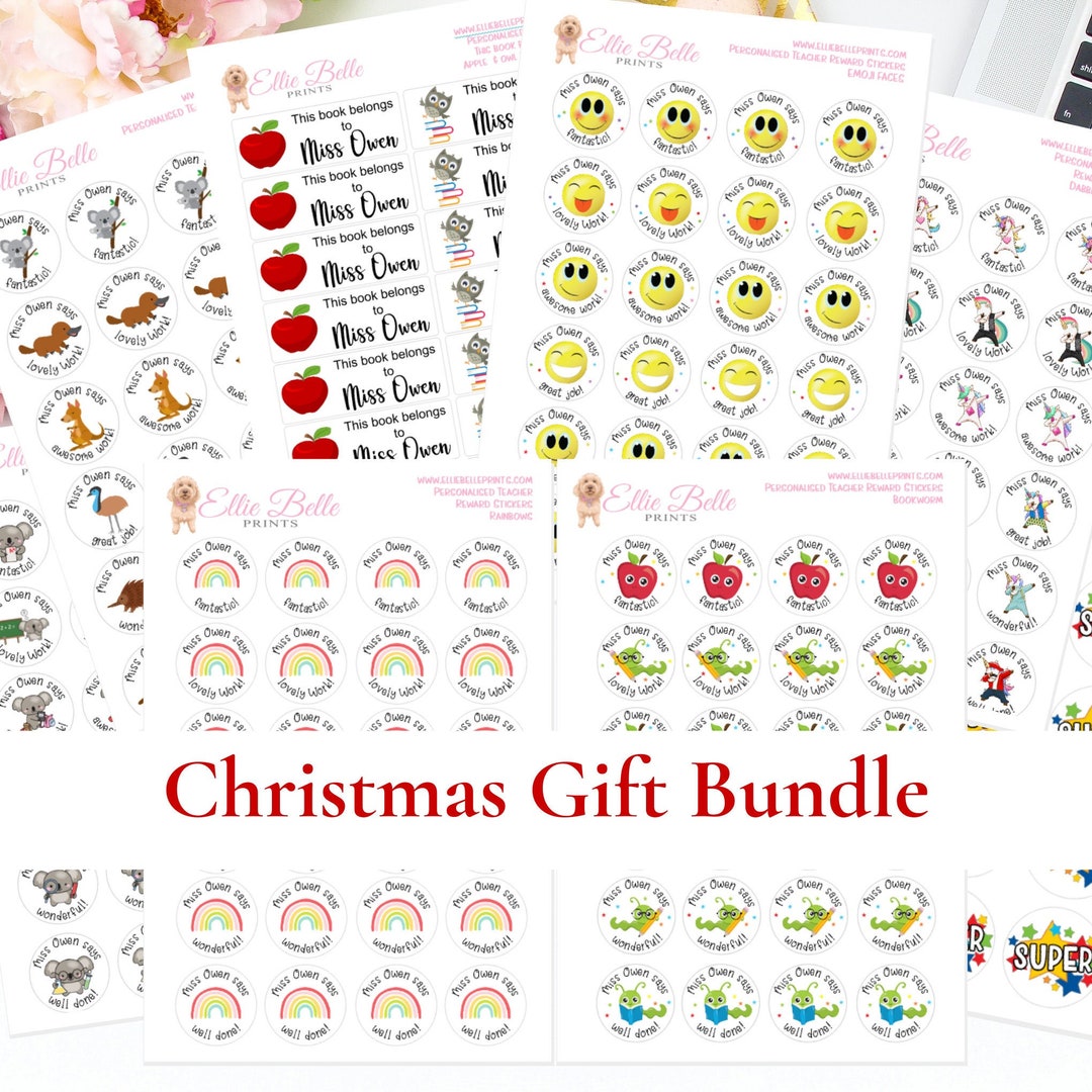 Personalised Teacher Stickers - Christmas Gift Bundle | Teacher Gift ...