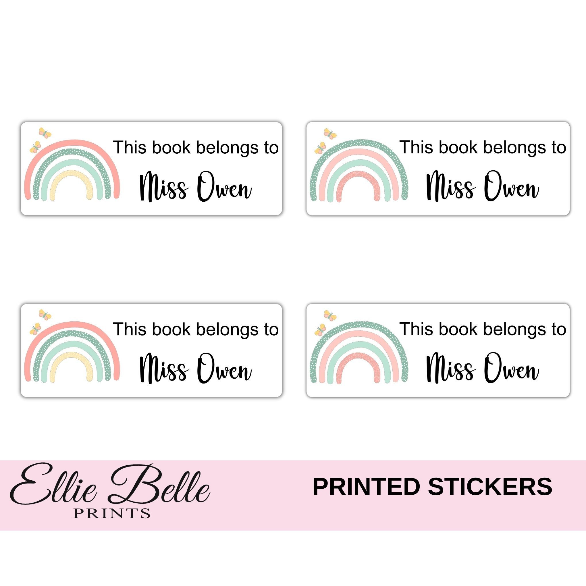 This Book Belongs to Stickers PASTEL Rainbow Book Label - Etsy