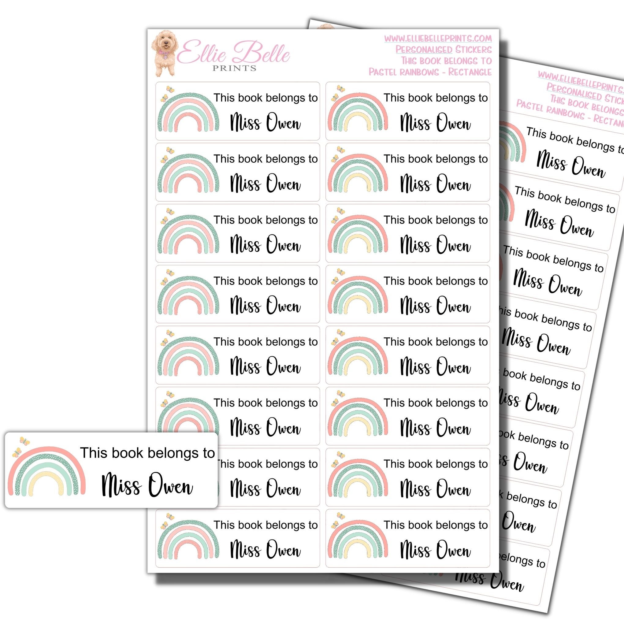 This Book Belongs to Stickers PASTEL Rainbow Book Label - Etsy