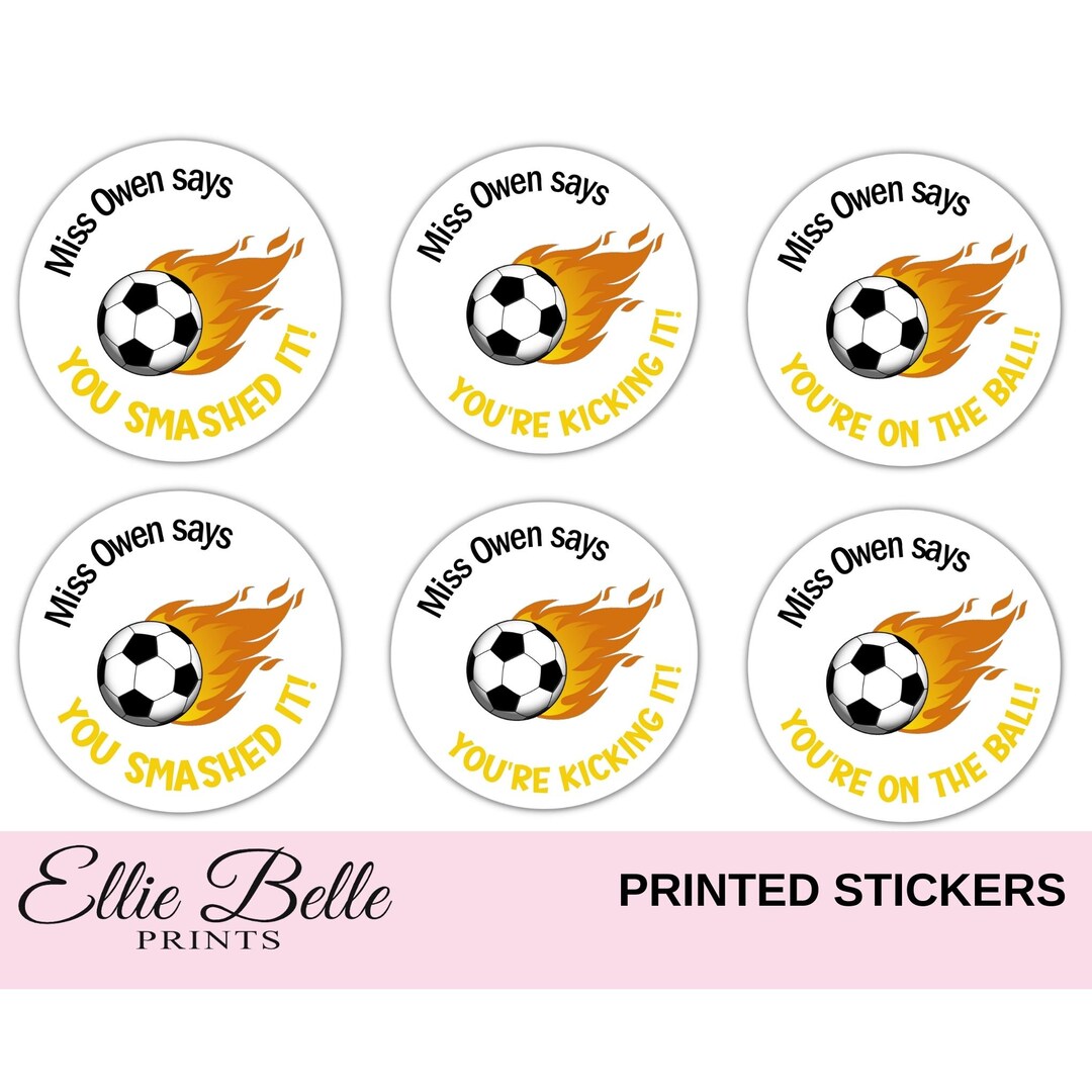 Personalised Teacher Stickers soccer Balls 1 Personalised Teacher Merit ...