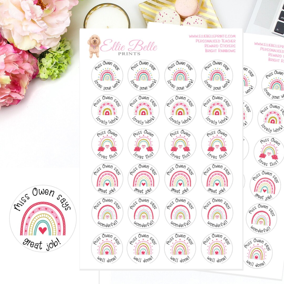 Personalised Teacher Stickers (bright Rainbow) | Personalised Teacher ...