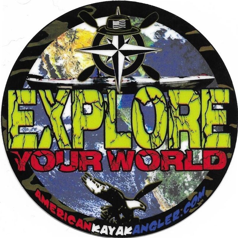 American Kayak Angler Vinyl Sticker Decal. EXPLORE YOUR WORLD 4” Round ...