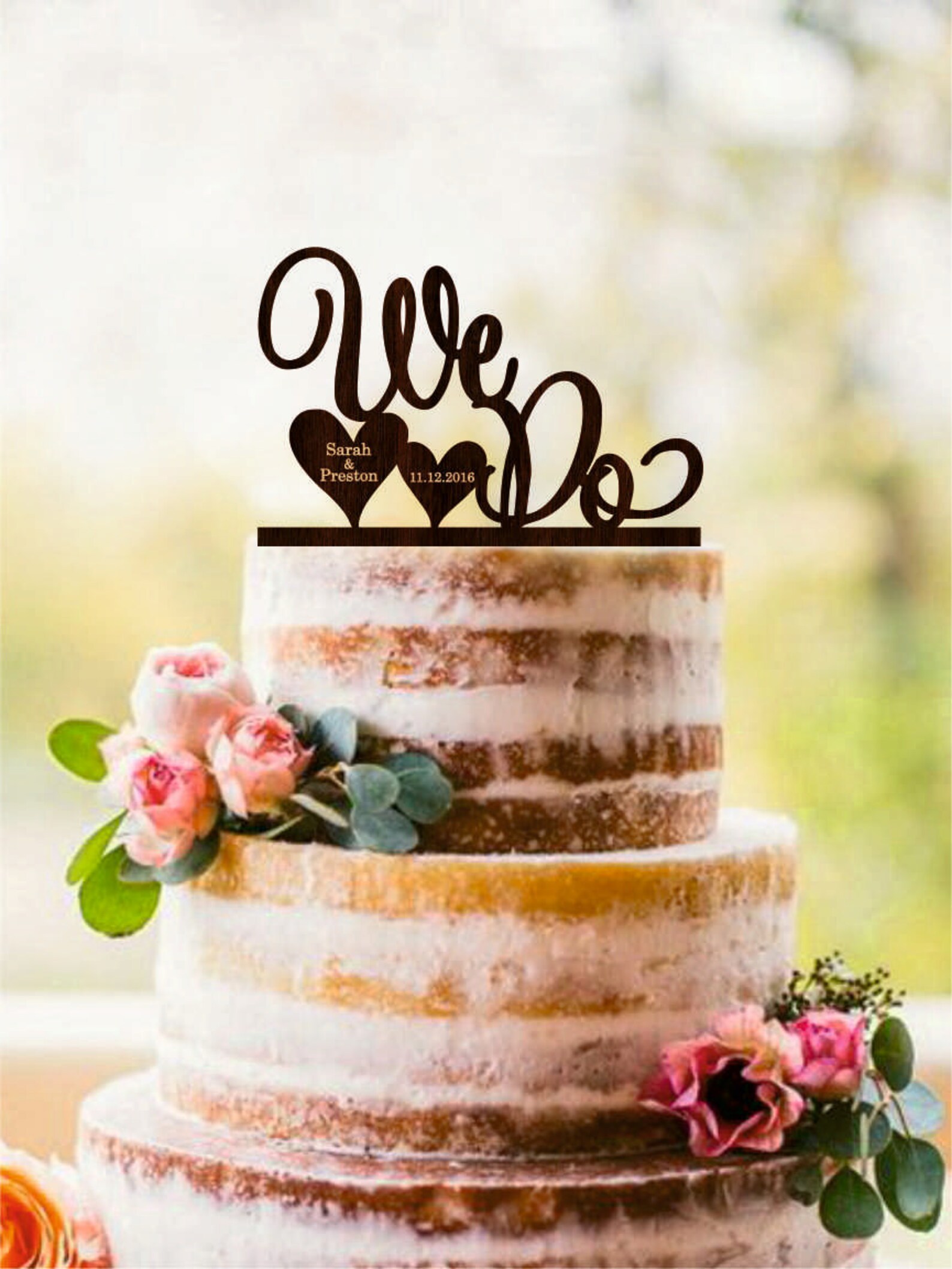 We Do Cake Topper for Wedding Wedding Cake Topper Name Date - Etsy