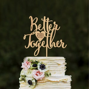 Better Together Cake Topper for Wedding, Heart Date Better Together ...