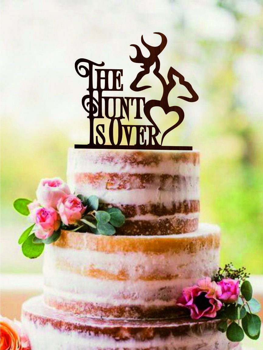 Rustic Wood Cake Topper Couple Deers on Walking Cake Topper Engagement ...