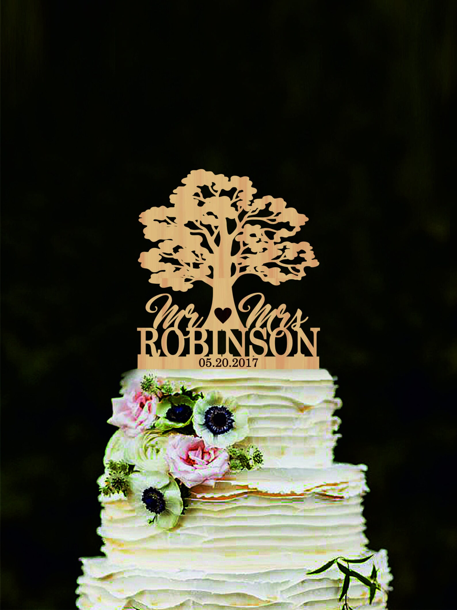 Tree Wedding Cake Topper Custom Mr and Mrs Cake Topper for - Etsy
