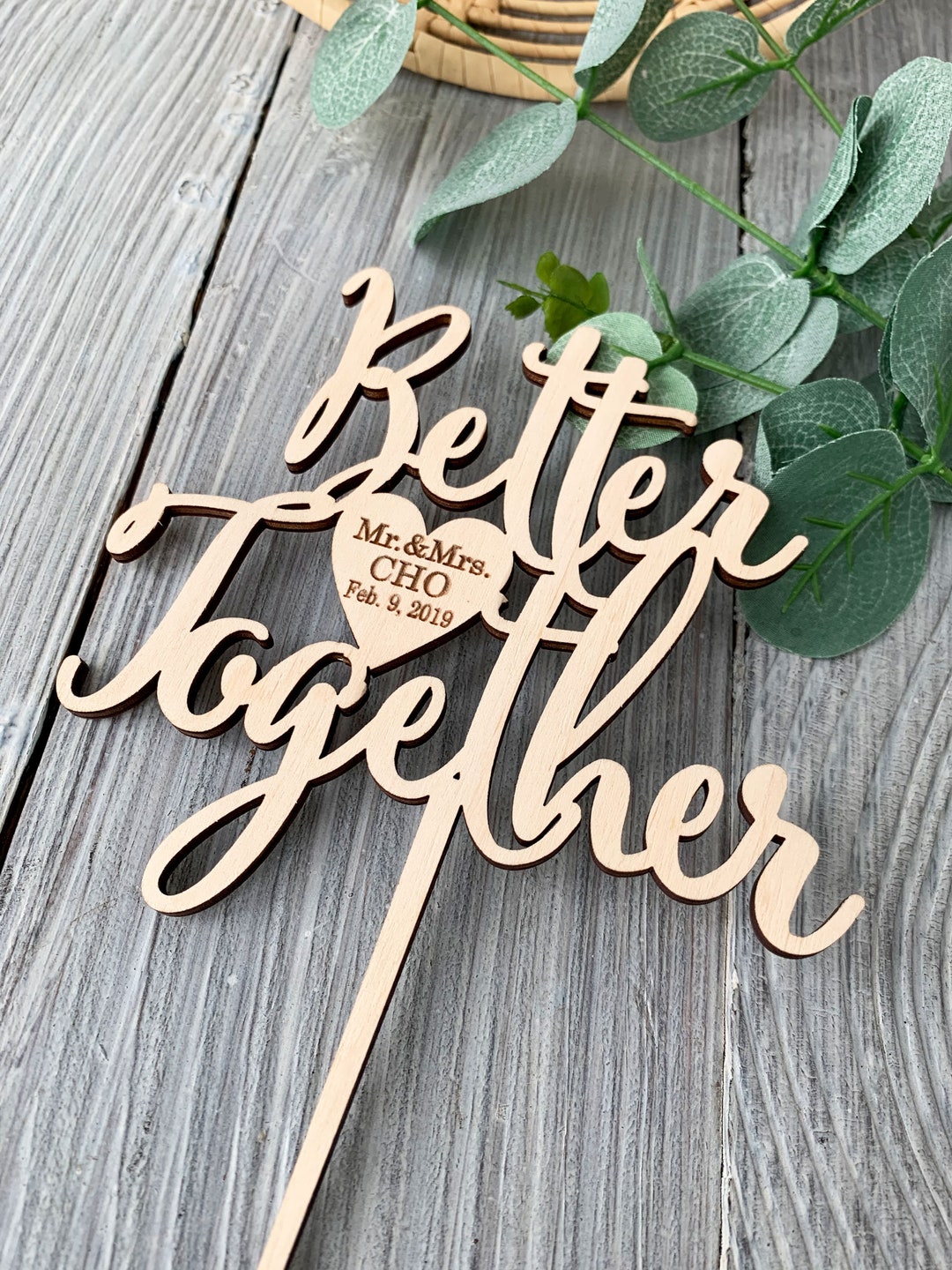 Better Together Cake Topper for Wedding, Heart Date Better Together ...