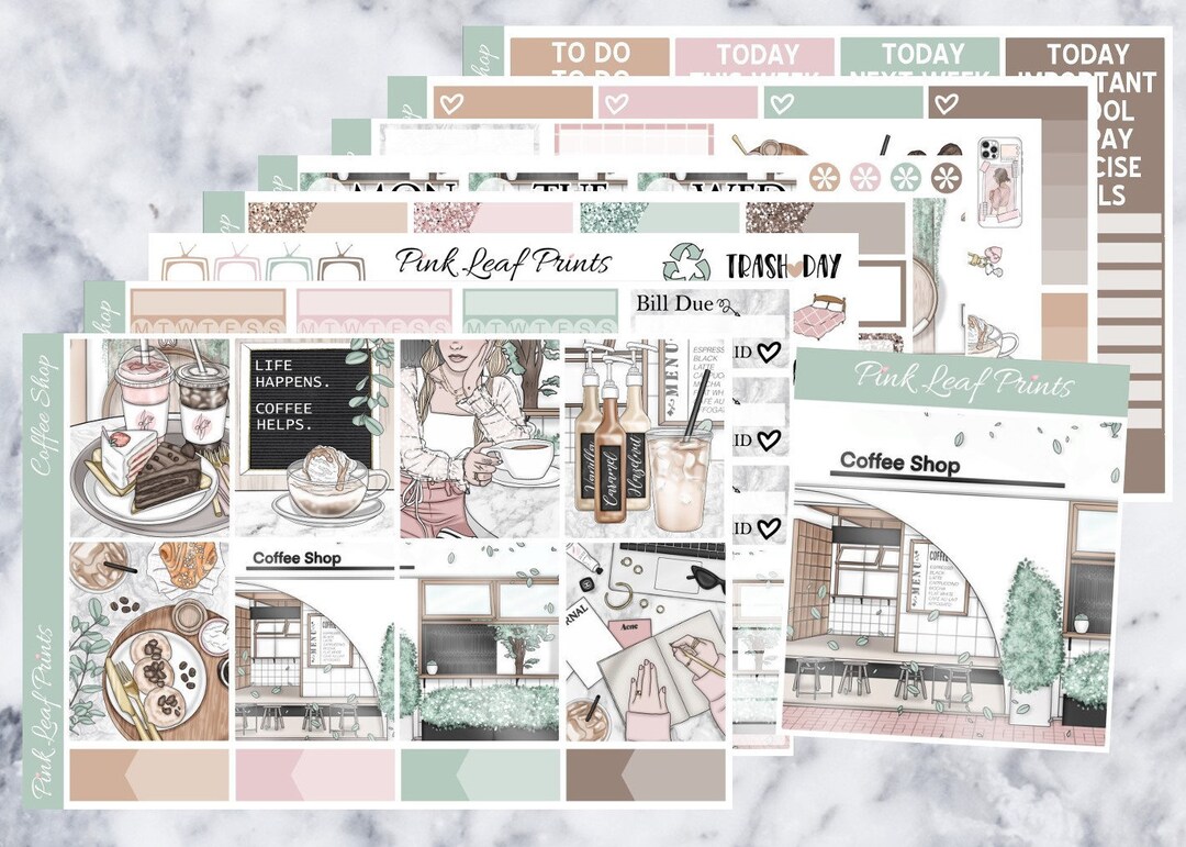 Glossy | Coffee Shop | A La Carte Weekly Planner Sticker Kit - Etsy