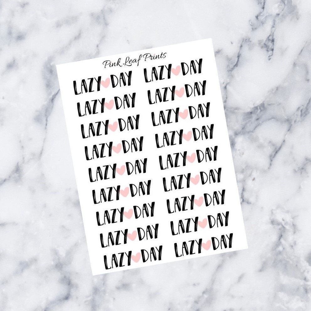 Lazy Day Script Quarter Sheet | Etsy